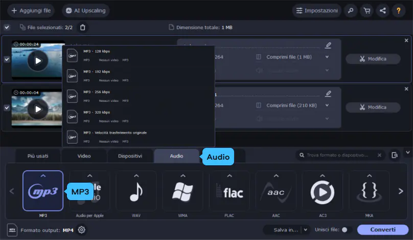 Convertire MOV in MP3 gratis e online – Movavi