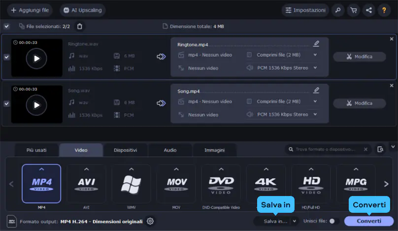 Convertire WAV in MP4 online gratis [Facile e veloce]